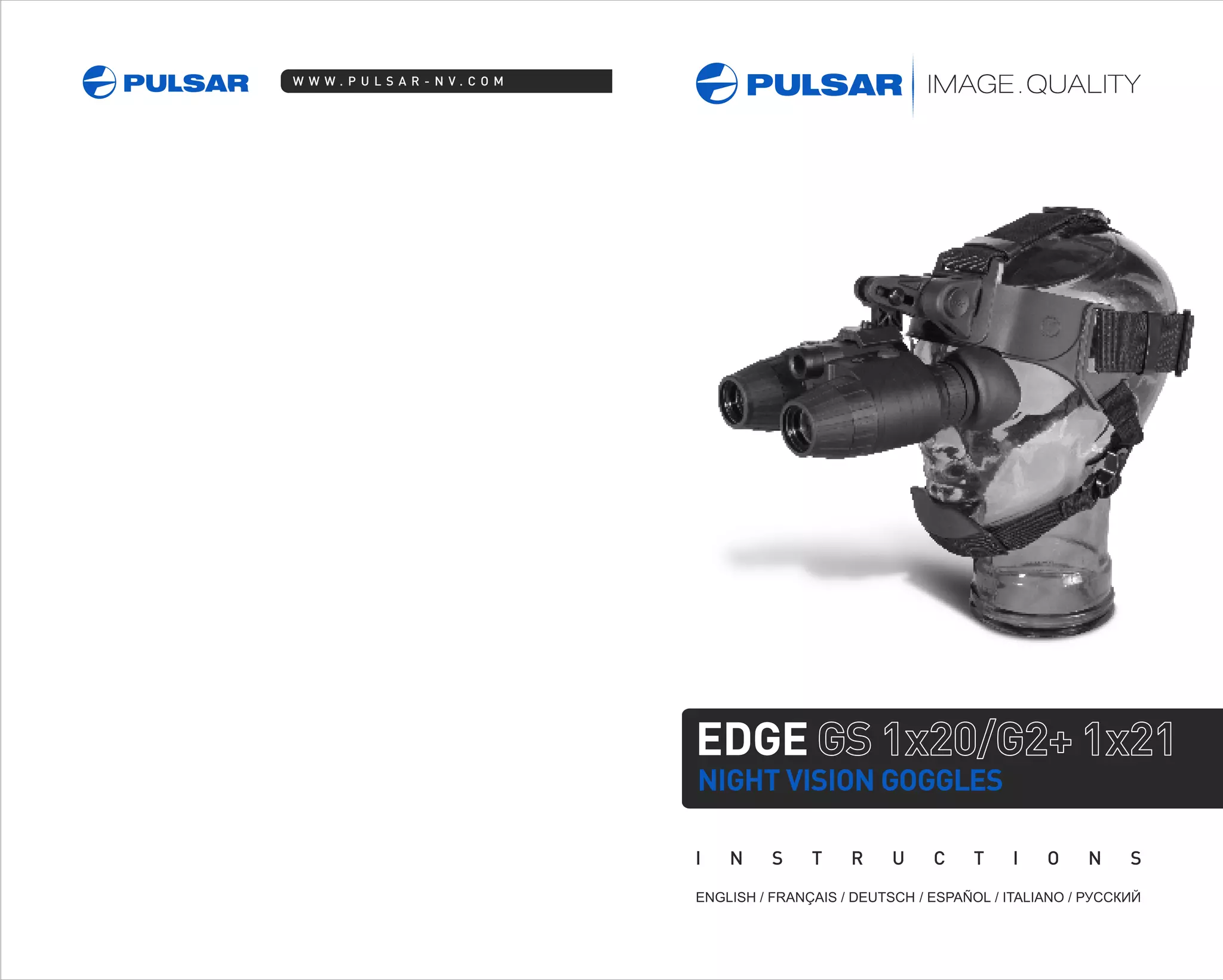Instructions PULSAR Edge GS 1x20, G2+ 1x21 NV Goggles | Optics Trade | PDF