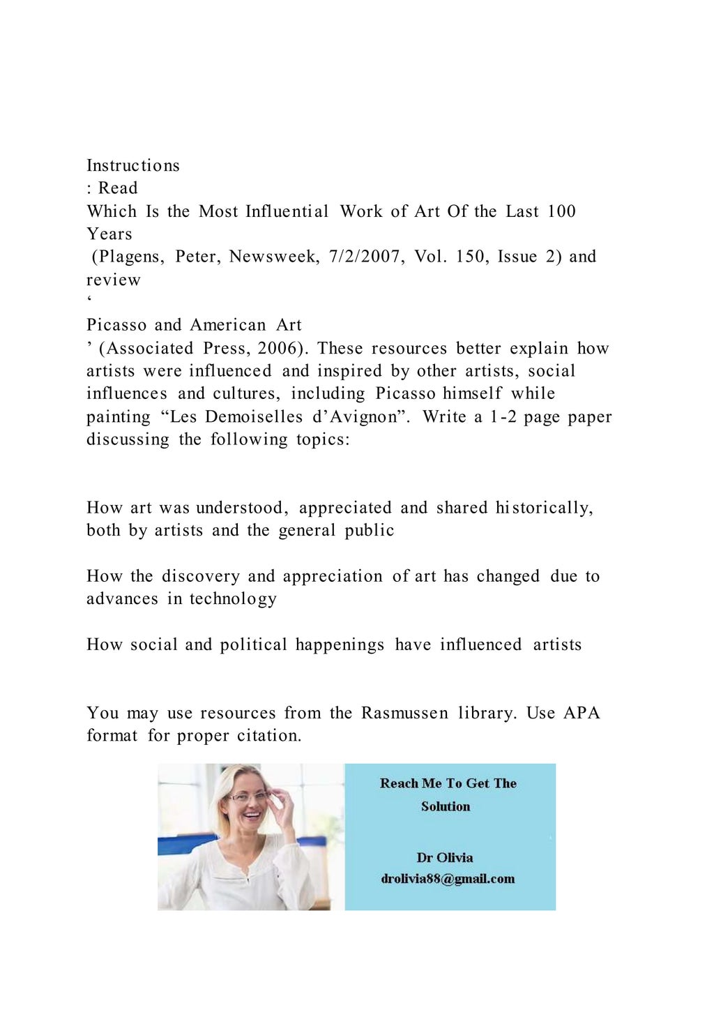 Instructions Read Which Is the Most Influential Work of Art | PDF