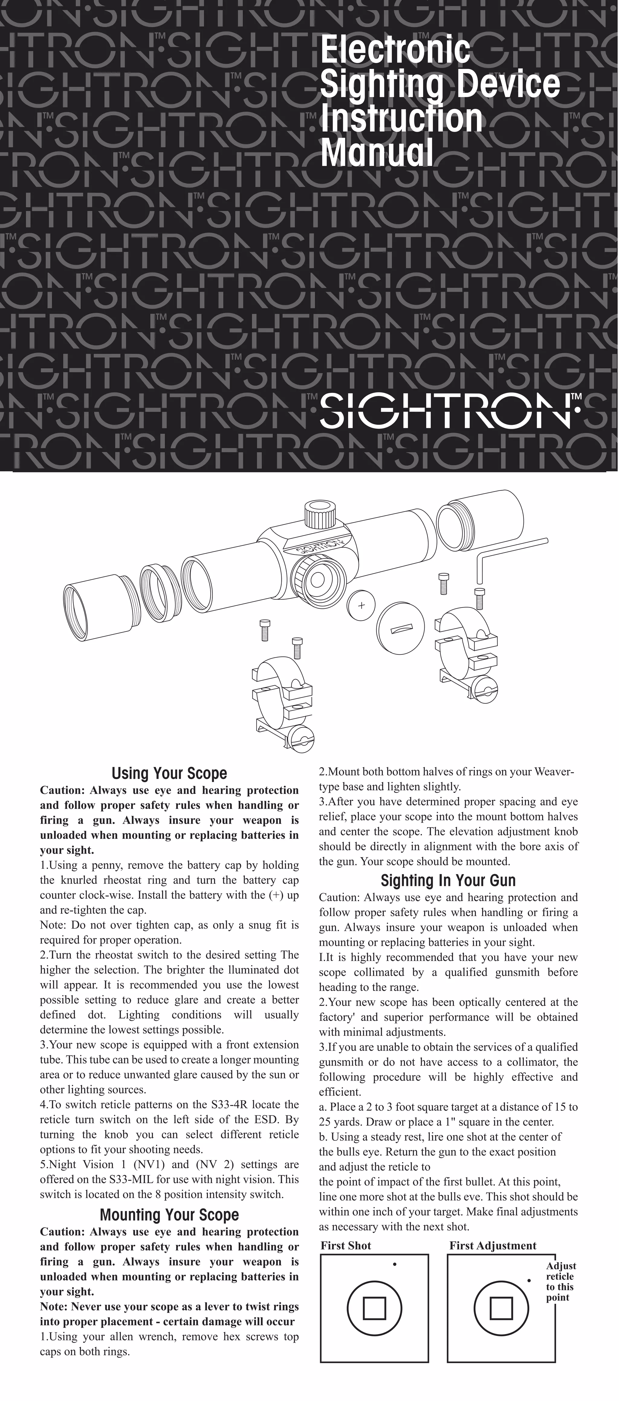 Instructions SIGHTRON Electronic Sighting Device | Optics Trade | PDF