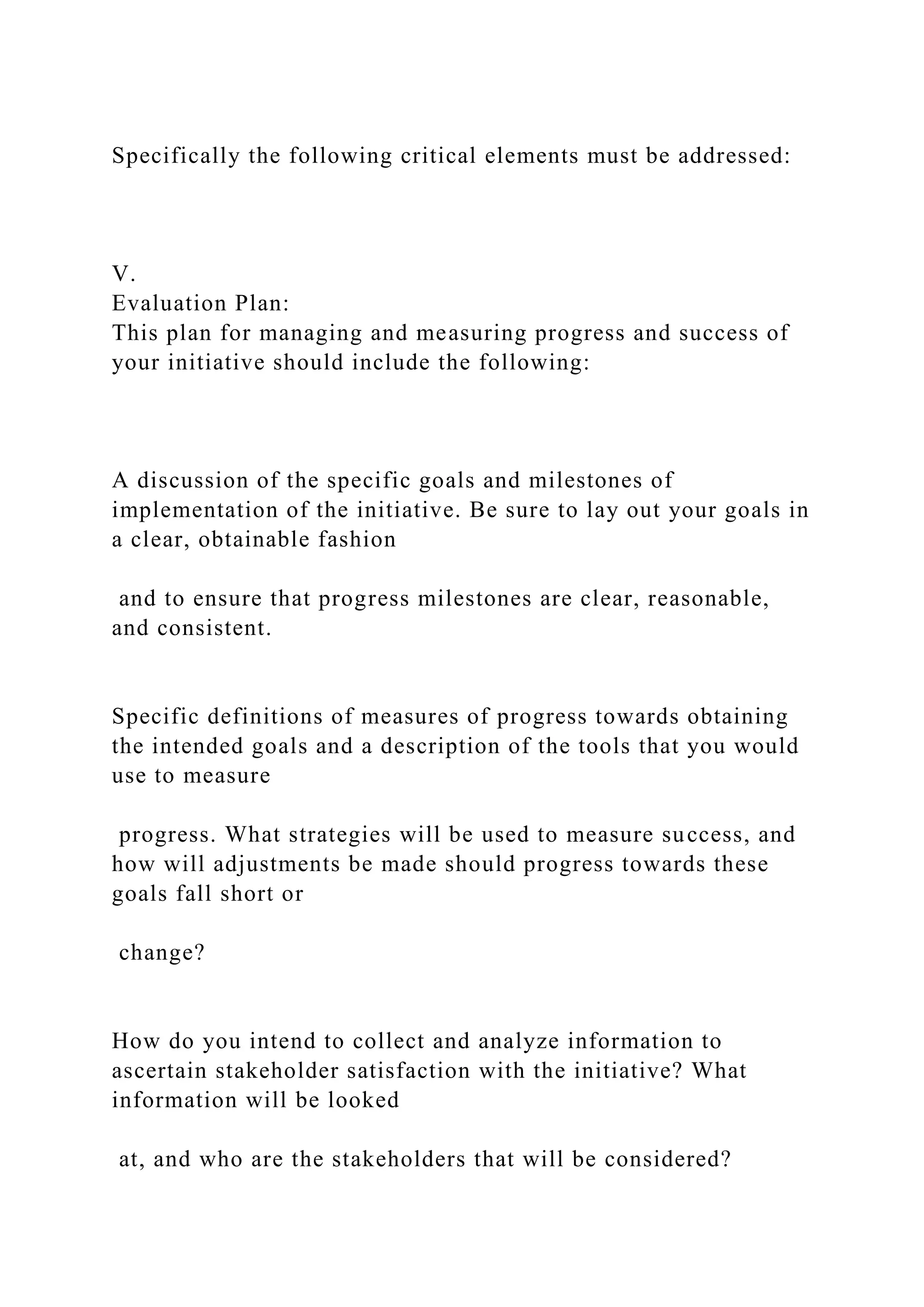 InstructionsSubmit your draft of Evaluation Plan (Section V). .docx