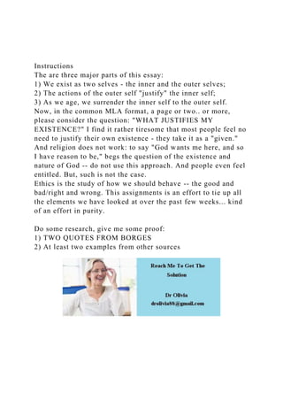 InstructionsThe are three major parts of this essay1) We ex.docx ...