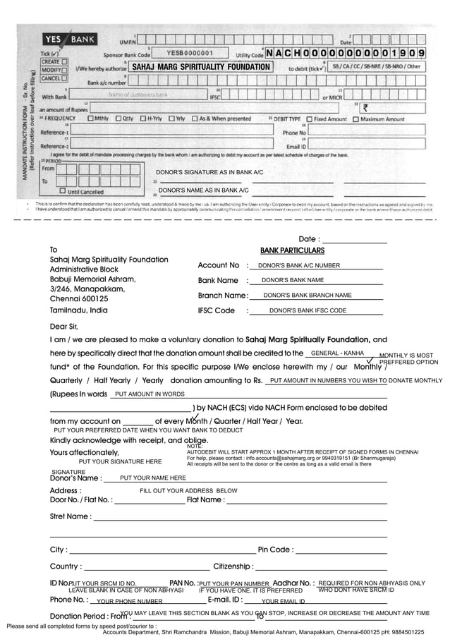 SRCM ECS Donation Form Instructions to fill form | PDF | Business | Business and Finance