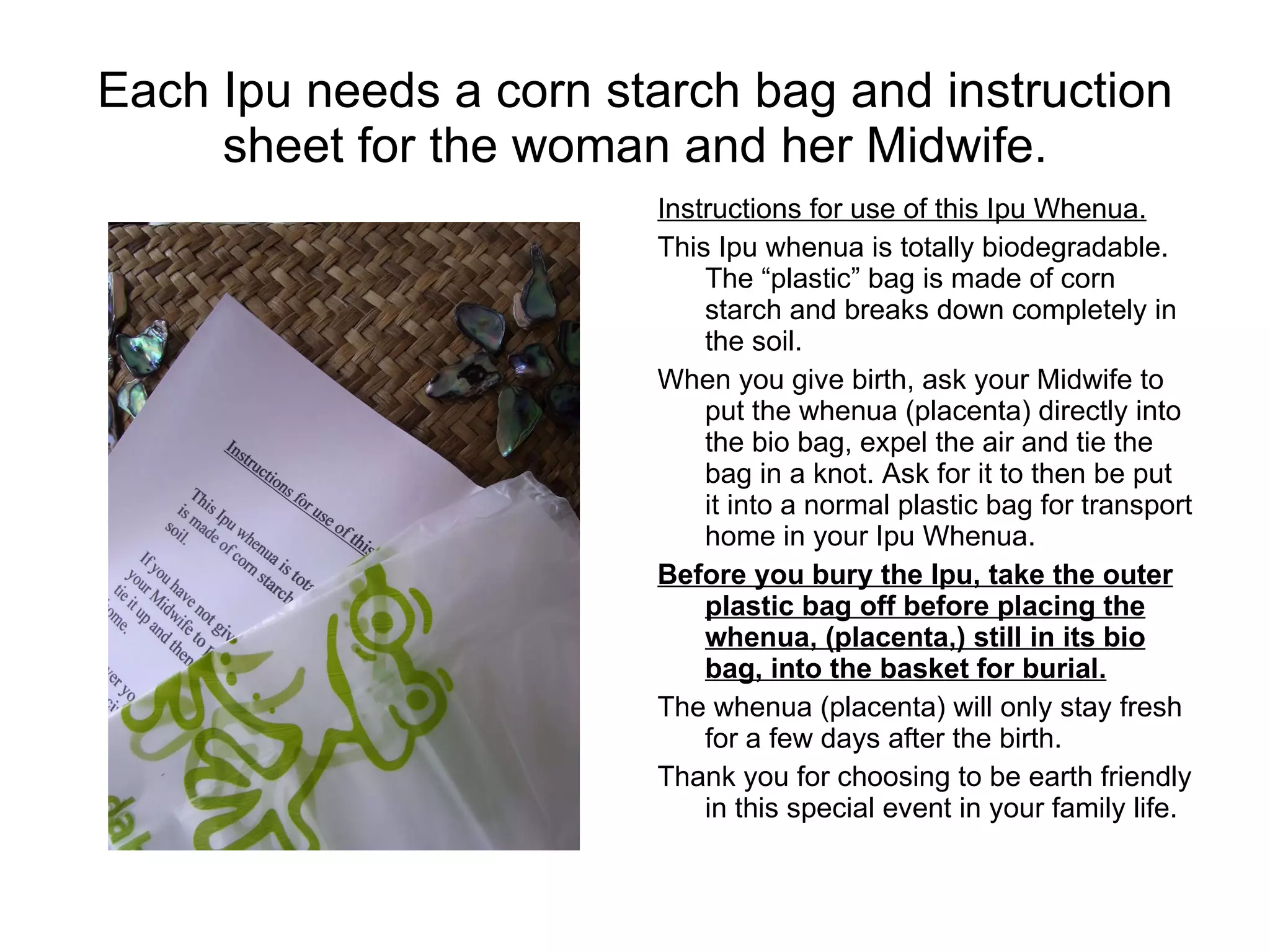 Instructions to make a simple bio degradable ipu whenua ii | PPT