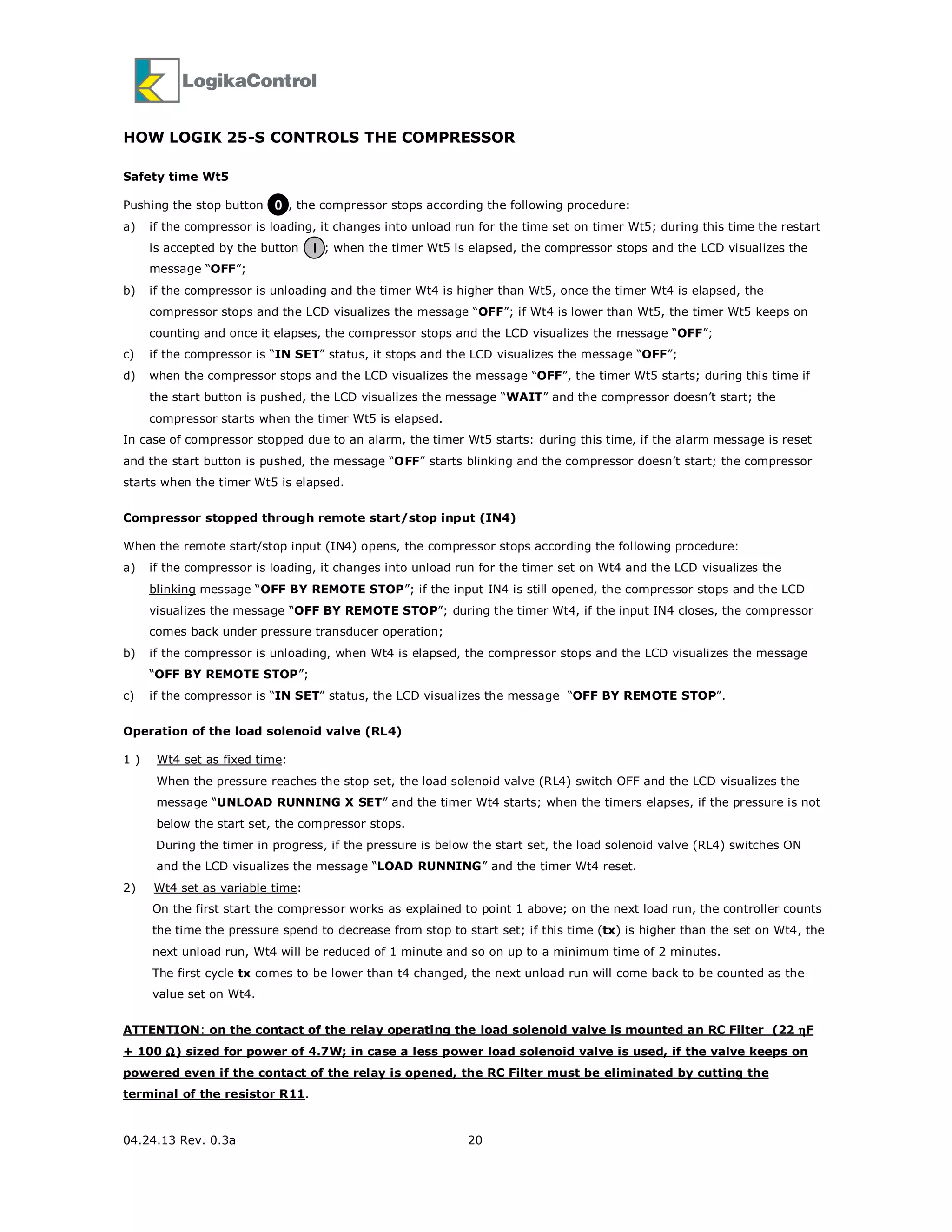 Instructions To Use Electronic Controller Logik 25-S in Screw ...
