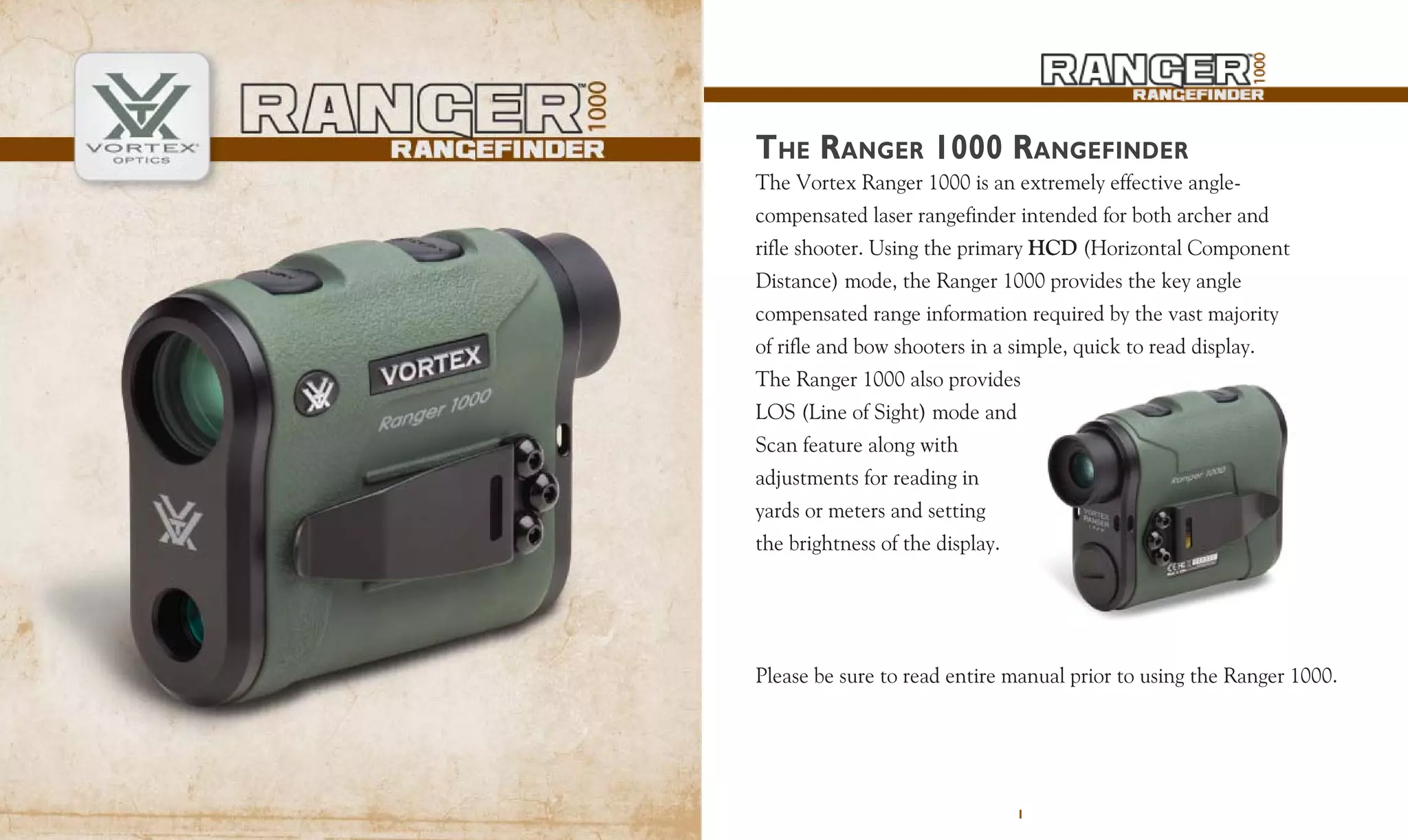 Instructions VORTEX RANGER 1000 Rangefinder | Optics Trade | PDF