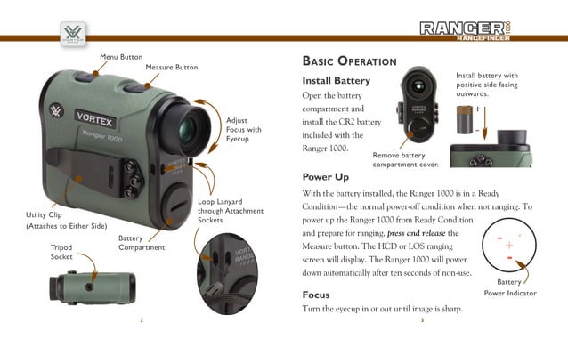 Instructions VORTEX RANGER 1000 Rangefinder | Optics Trade | PDF