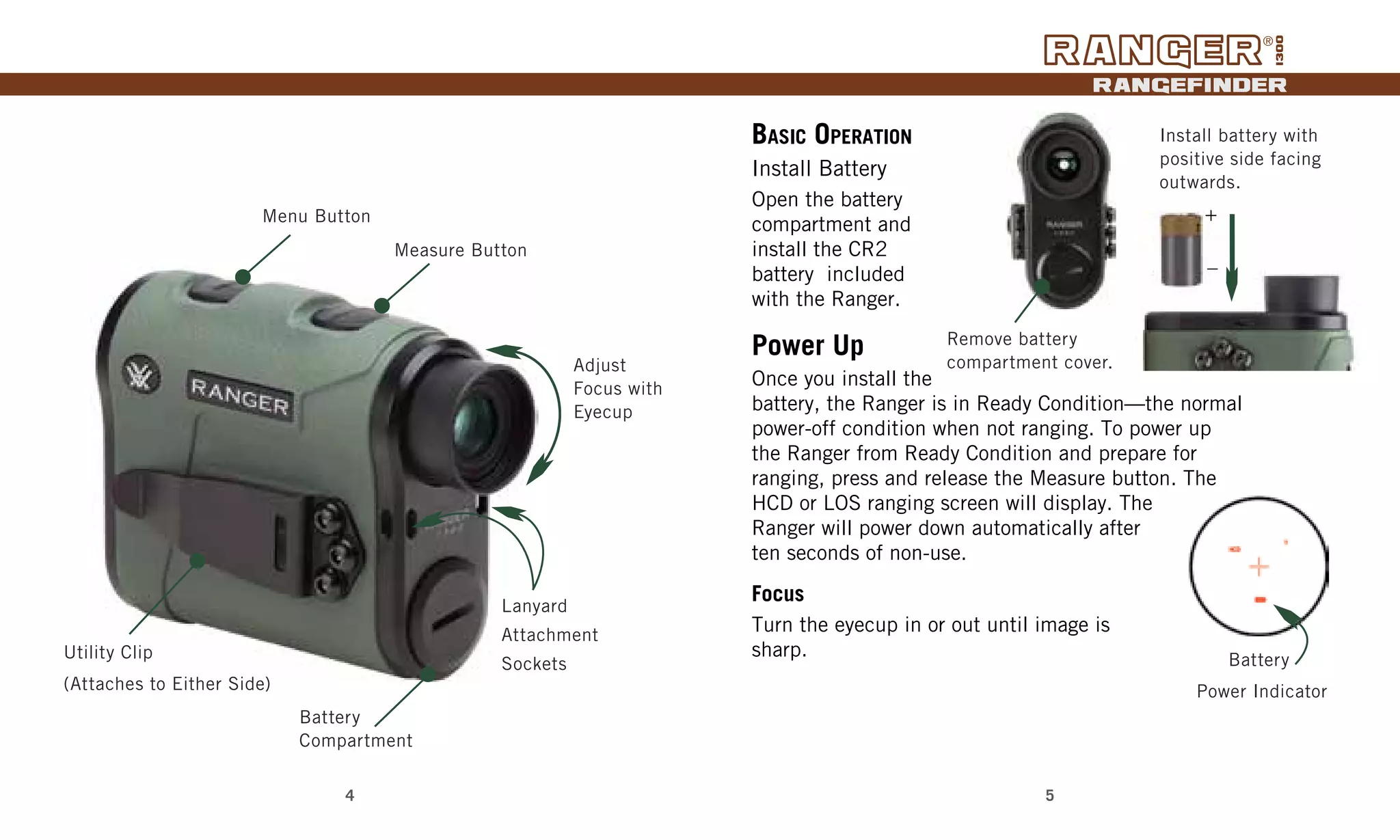 Instructions | Vortex Ranger 1300 Rangefinder | PDF