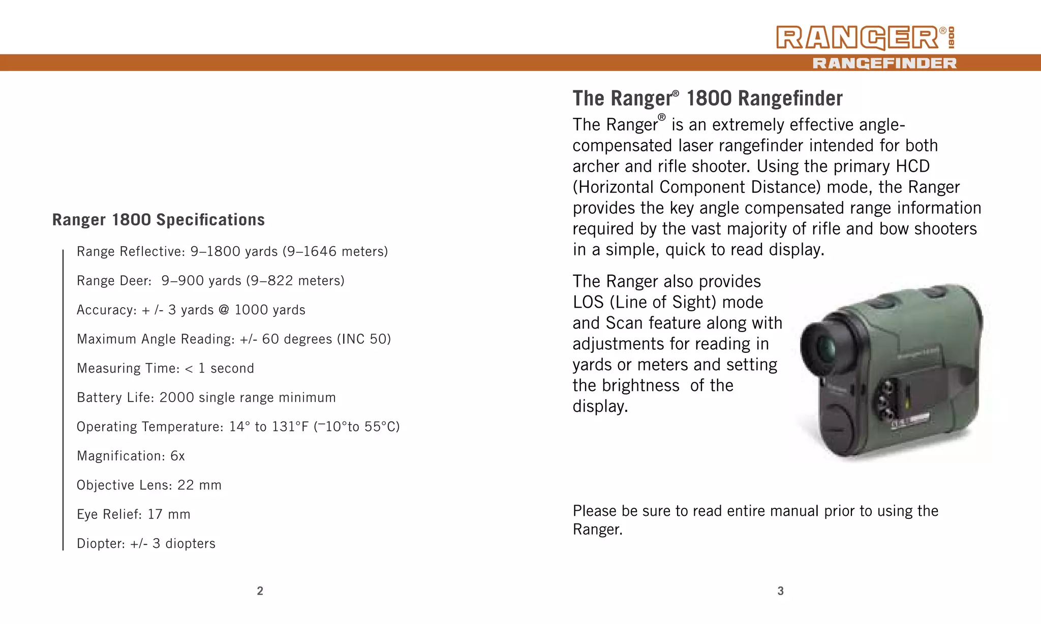 Instructions | Vortex Ranger 1800 Rangefinder | PDF | Arms & Ammunition ...