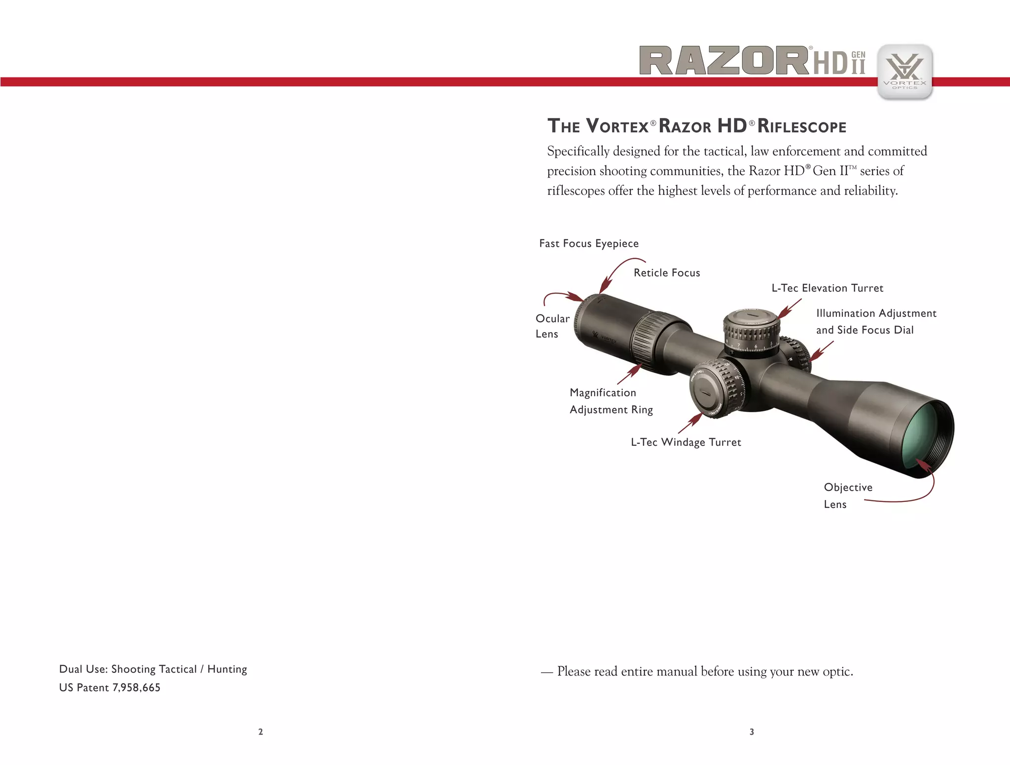 Instructions VORTEX RAZOR HD gen II Riflescope | Optics Trade | PDF