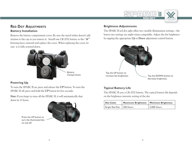 Instructions VORTEX SPARC II Red Dot | Optics Trade | PDF | Arms ...