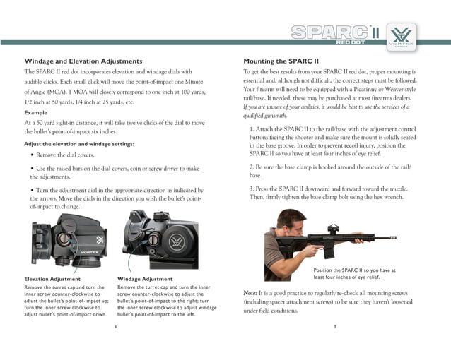 Instructions VORTEX SPARC II Red Dot | Optics Trade | PDF | Arms ...