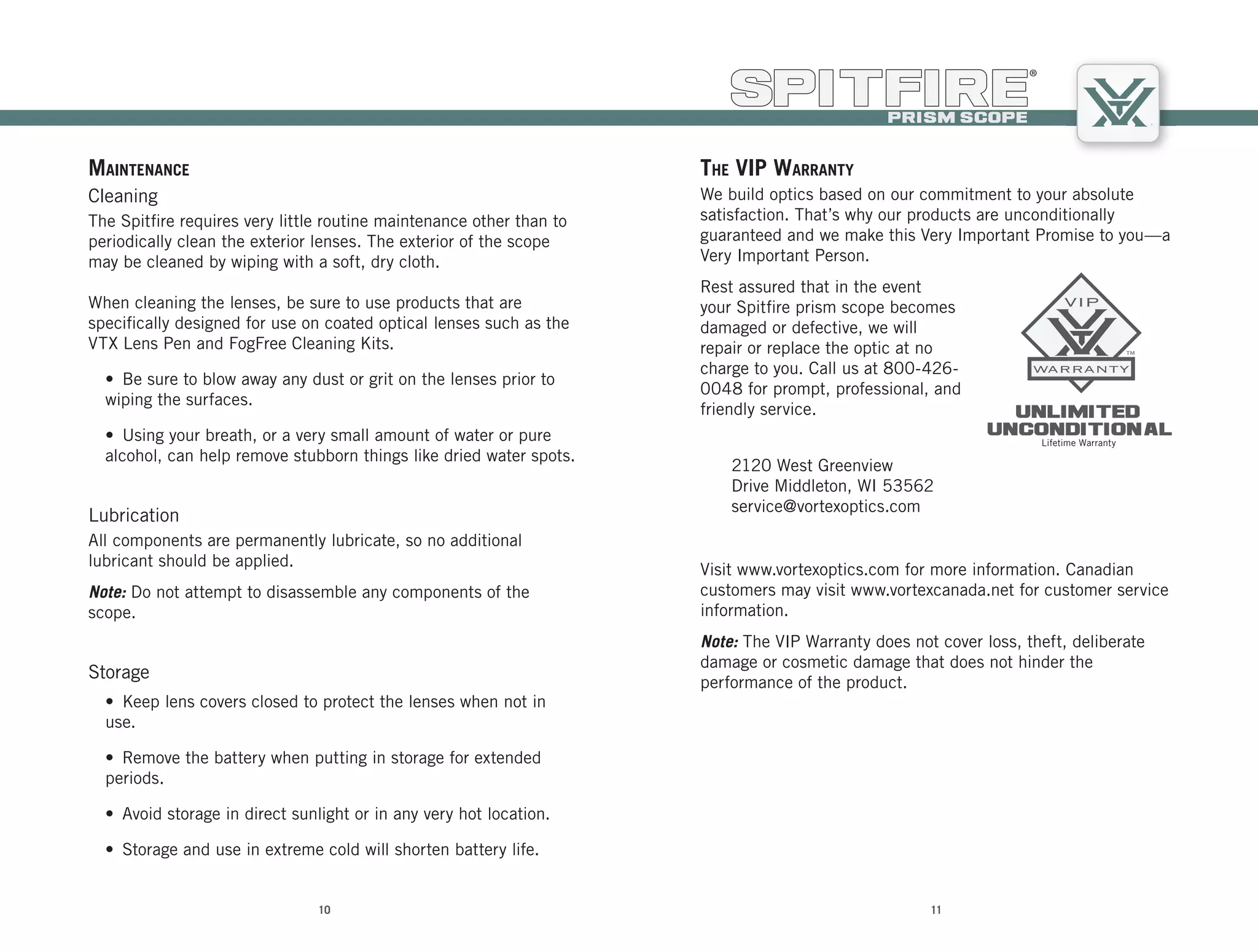Instructions | Vortex Spitfire AR Red Dot | Optics Trade | PDF