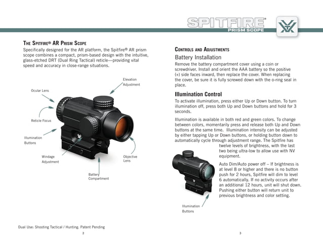Instructions | Vortex Spitfire AR Red Dot | Optics Trade | PDF