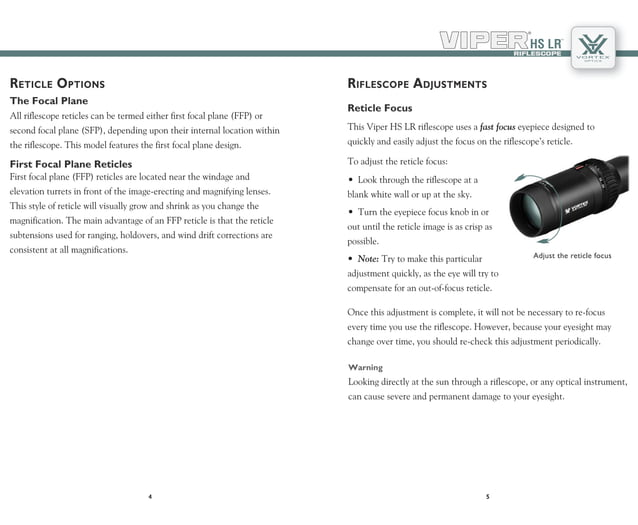 Instructions VORTEX VIPER HS LR Riflescope Capped Turrets | Optics ...
