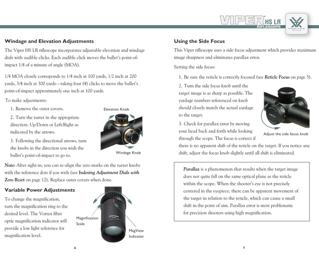 Instructions VORTEX VIPER HS LR Riflescope Capped Turrets | Optics ...