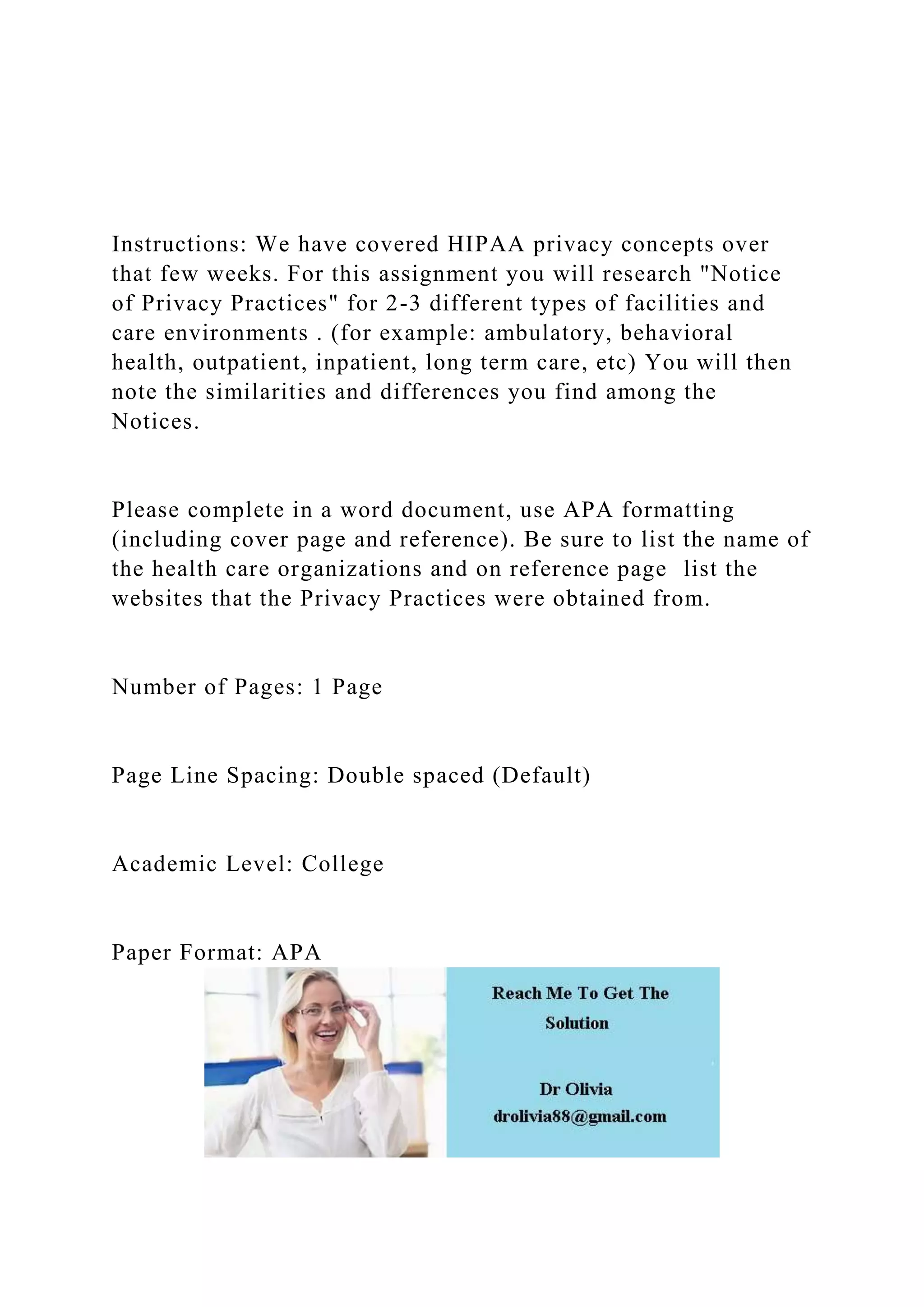 Instructions We have covered HIPAA privacy concepts over that.docx ...