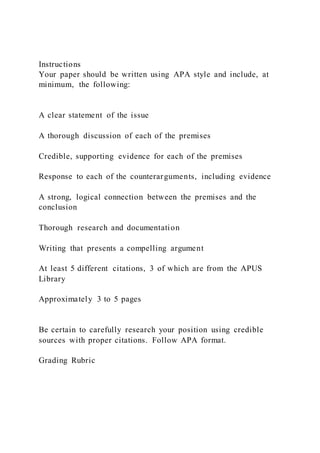 InstructionsYour paper should be written using APA style and inc | DOCX