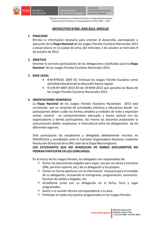 Instructivo - Etapa Nacional Juegos Florales 2013 | PDF