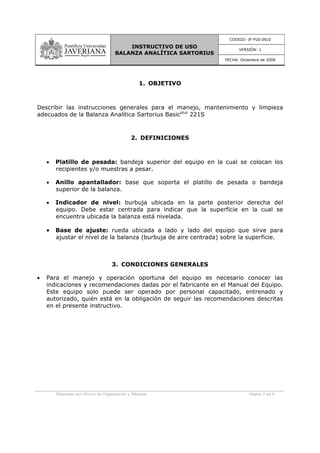 Instructivos del uso de balanzas | PDF