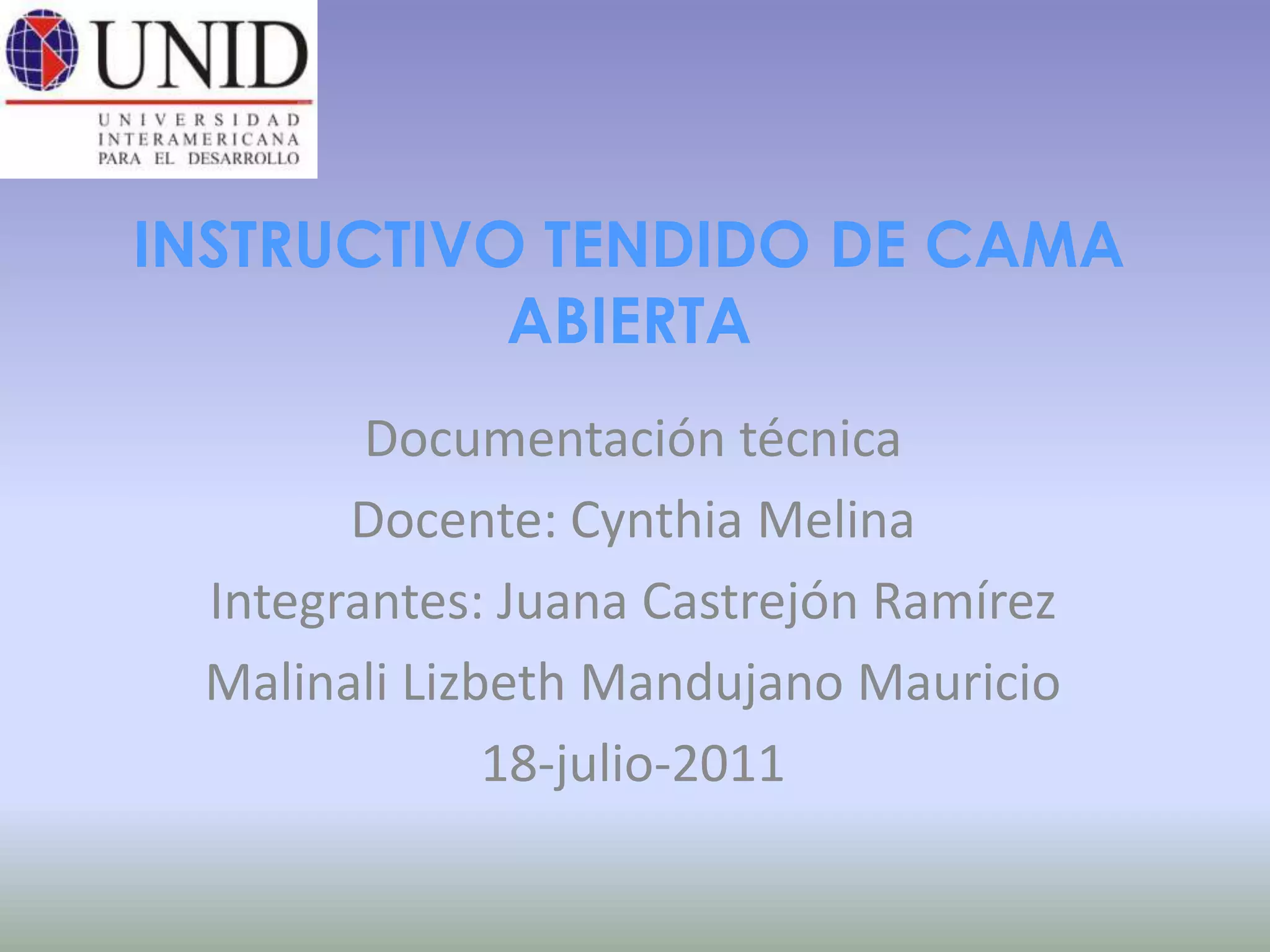 Instructivo tendido de cama abierta | PPTX