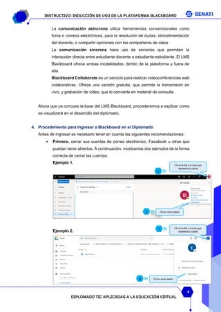 Instructivo uso blackboard_diplomado_tic | PDF