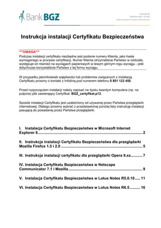 Instrukcja Certyfikat | PDF