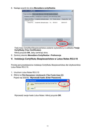 Instrukcja Certyfikat | PDF