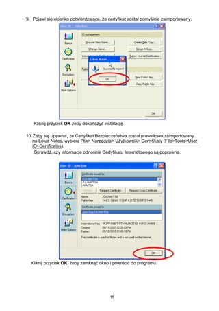 Instrukcja Certyfikat | PDF