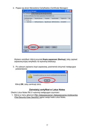 Instrukcja Certyfikat | PDF