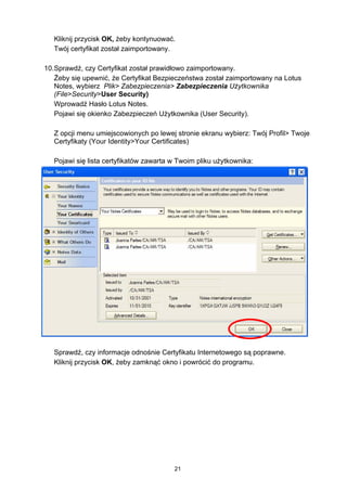 Instrukcja Certyfikat | PDF