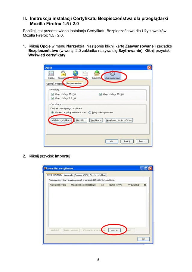 Instrukcja Certyfikat | PDF