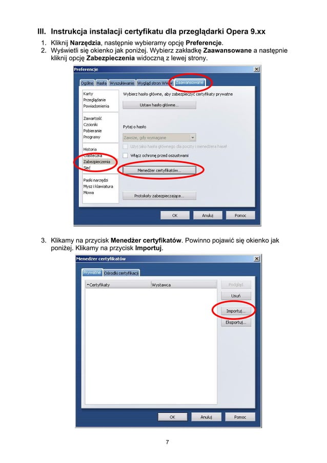 Instrukcja Certyfikat | PDF