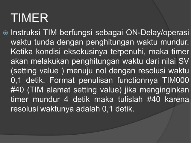 Instruksi timer dan counter plc omron | PPTX
