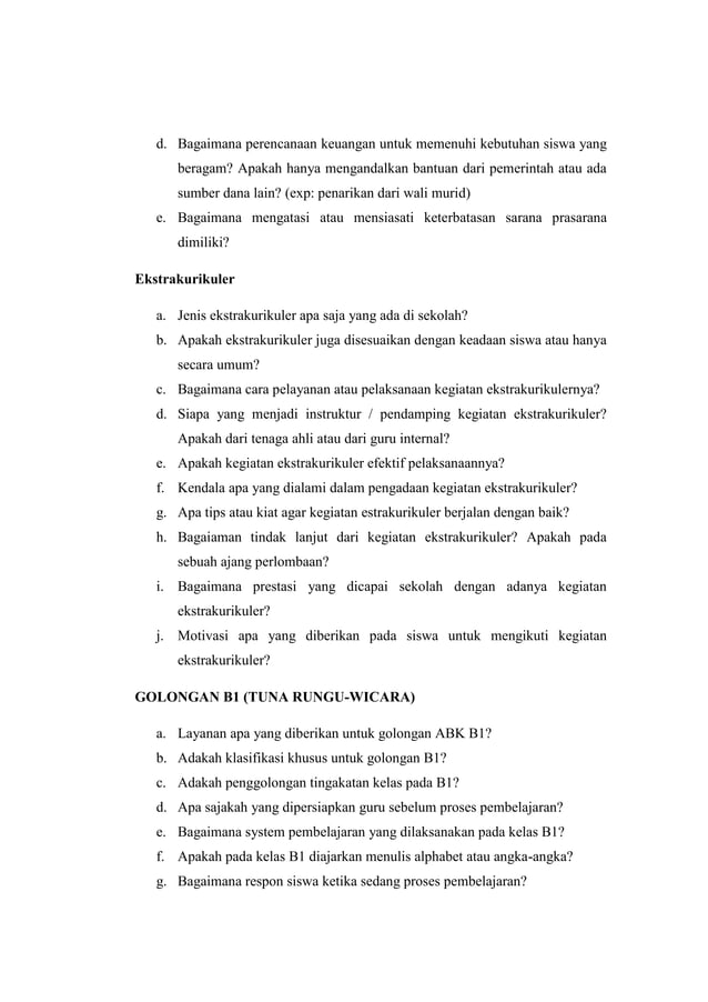 Instrumen Observasi - Wawancara Sekolah Luar Biasa | DOCX