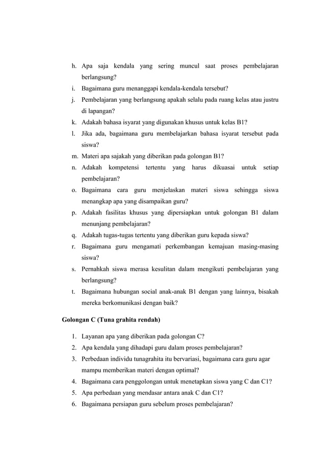 Instrumen Observasi - Wawancara Sekolah Luar Biasa | DOCX