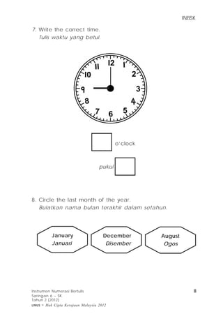 Instrumen numerasi bertulis - s6 t2-2012 | PDF