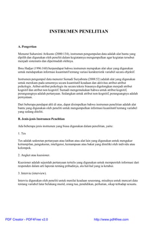 Instrumen penelitian | PDF