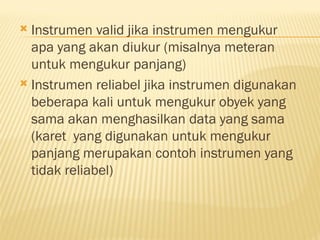 bahan untuk instrumen penelitian materi awal 1 | PPT