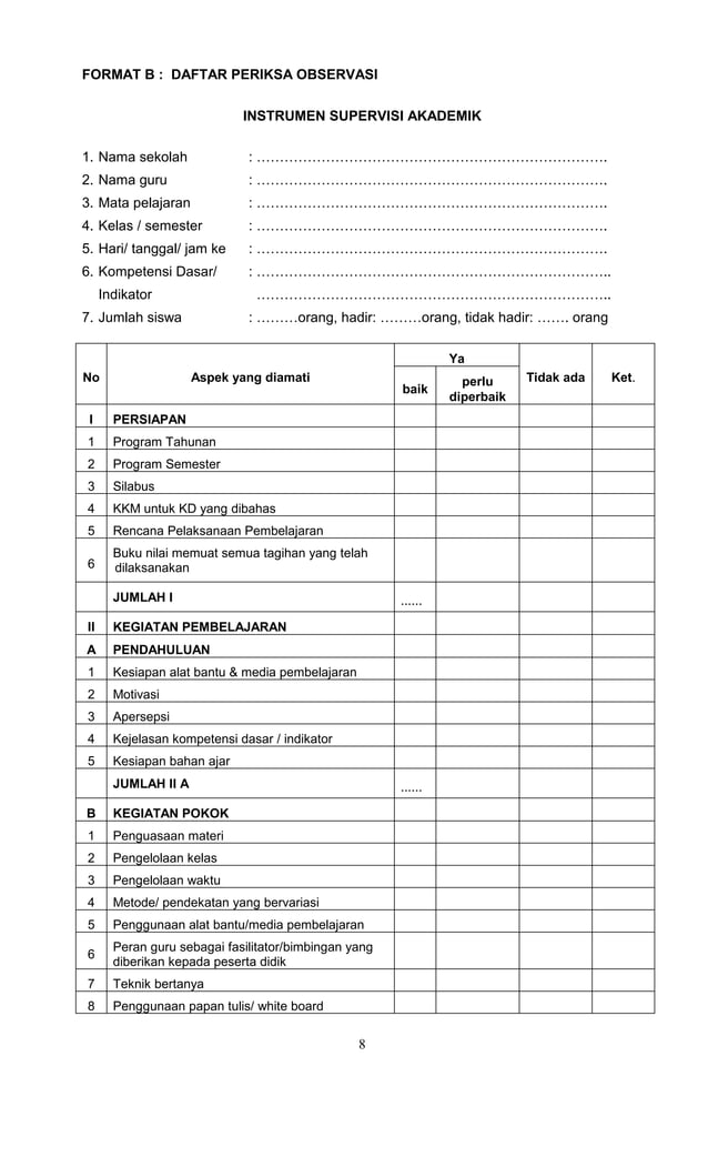 Instrumen supervisi-akademik-apsi | PDF