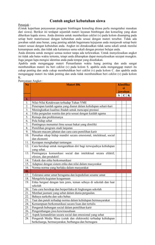 angket untu siswa bagi guru bimbingan konseling | DOCX