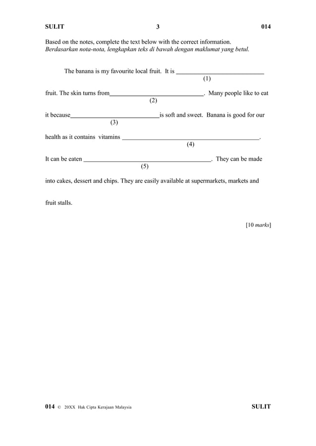 UPSR SAMPLE WRITING PAPER-2016 | PDF