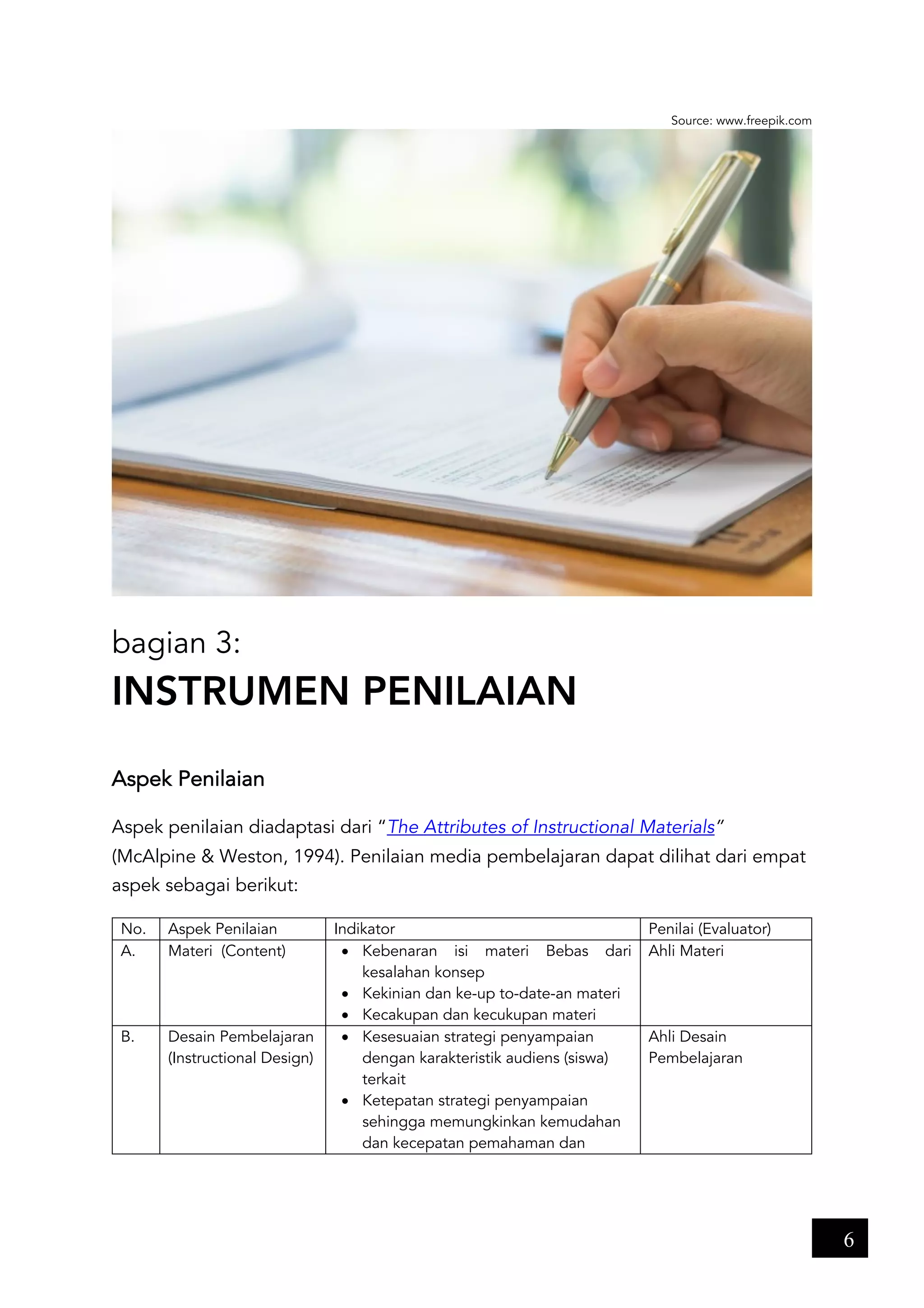 Instrumen dan Pedoman Evaluasi Media Pembelajaran | PDF