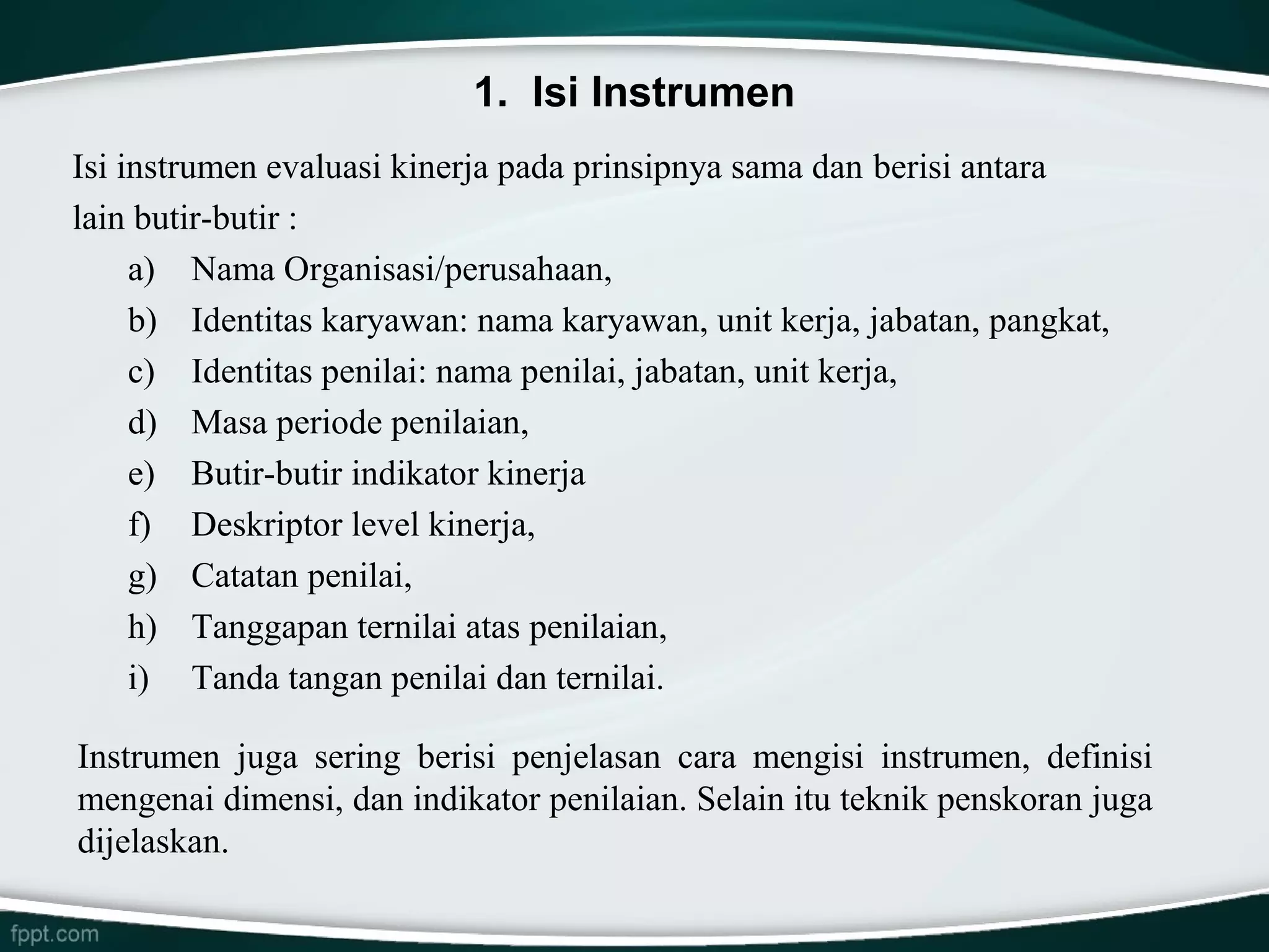 Instrumen evaluasi kinerja | PPT