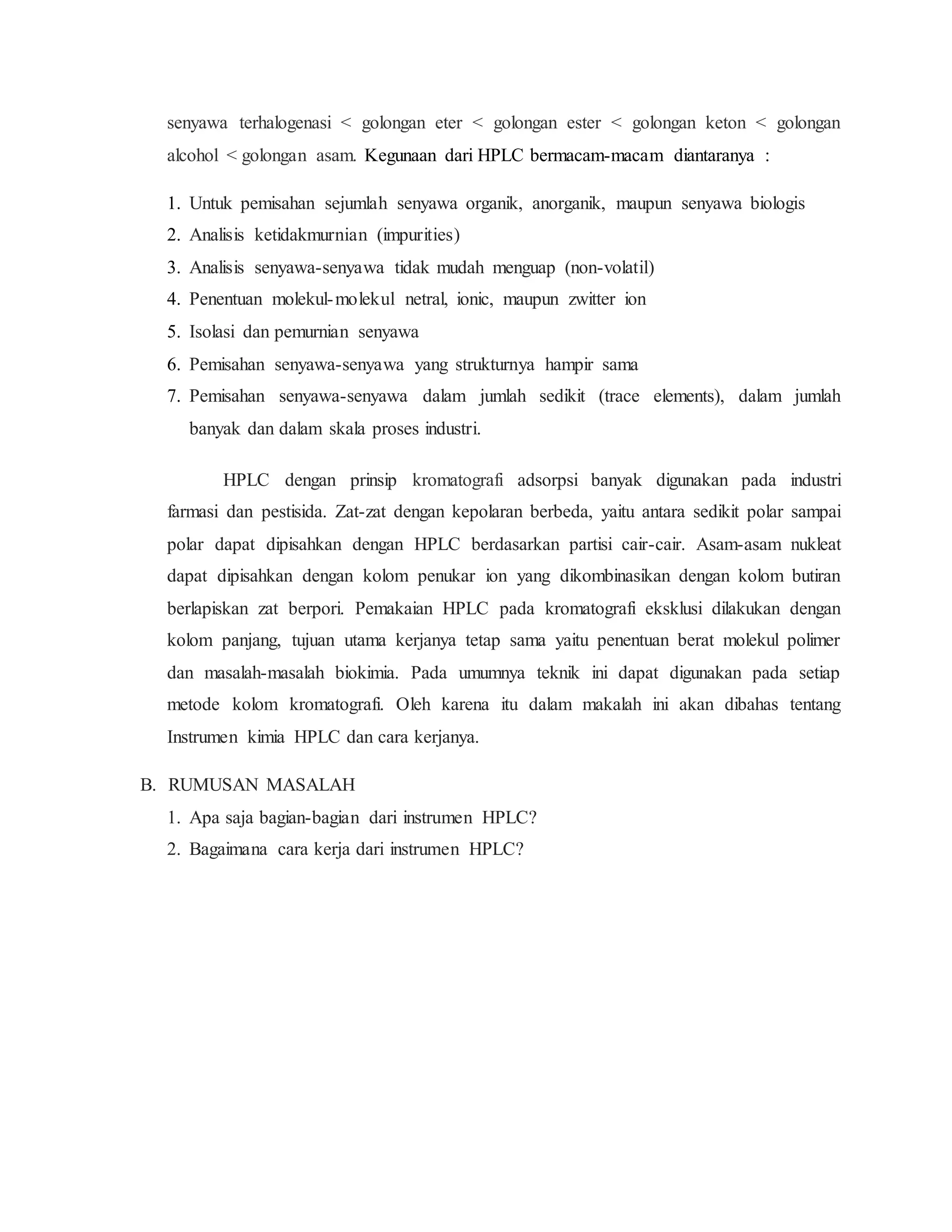 Instrumen kimia hplc mklah | PDF