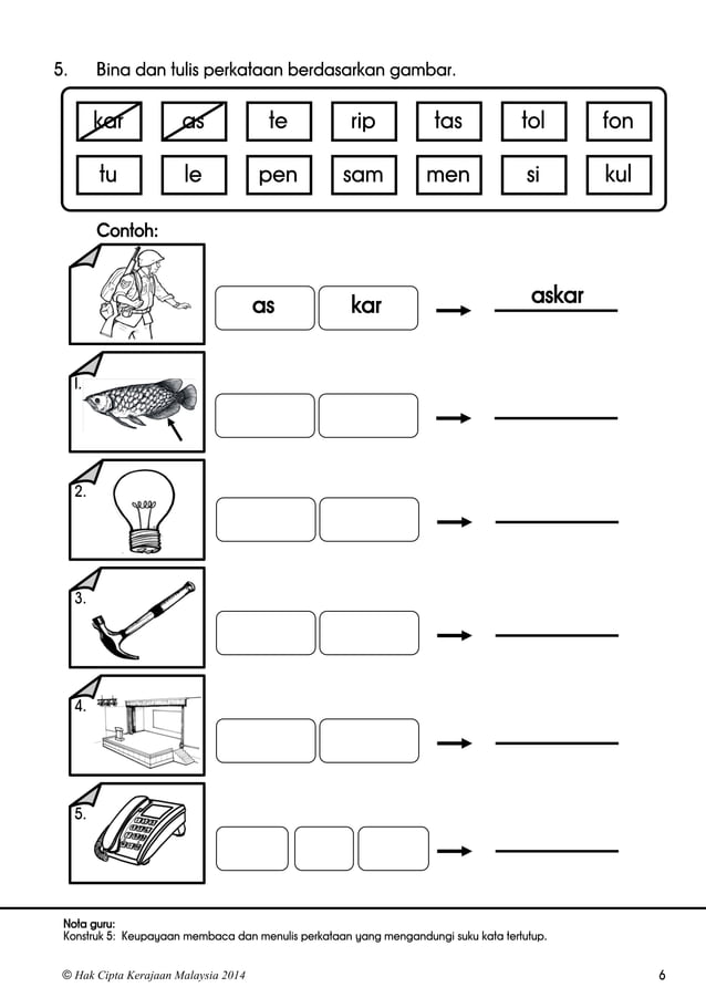 Instrumen literasi menulis saringan 2 tahun 3 2014 | PDF