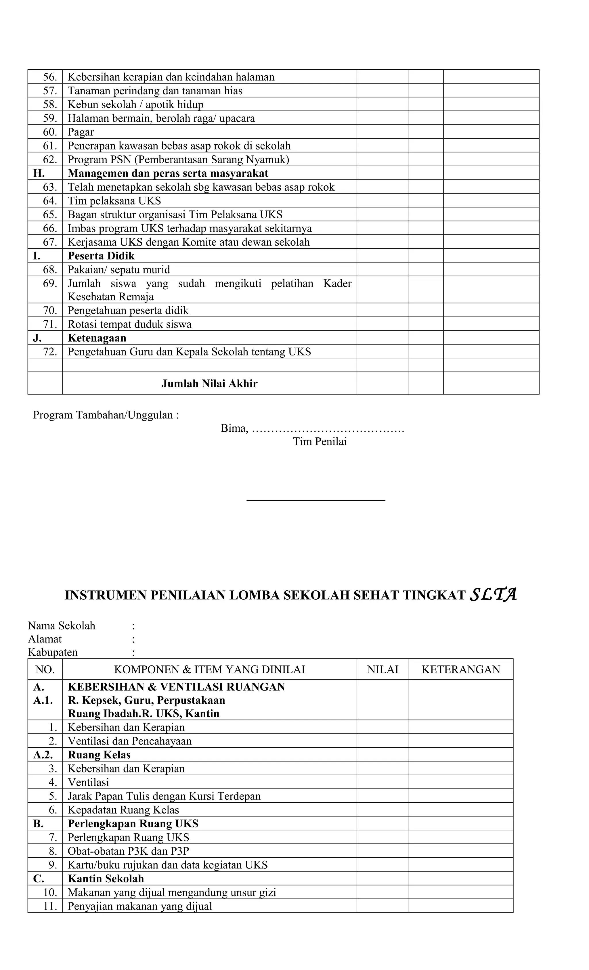 Instrumen lomba uks | DOC