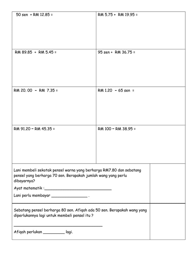 Instrumen math thn 2 u1 u7 | PDF