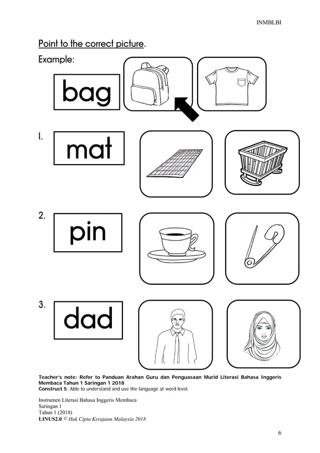 INSTRUMEN MEMBACA Saringan 1 Tahun 1 2018.pdf | Books and Literature