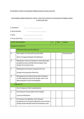 Rubrik Penilaian Proyek Kegiatan Guru - Riset