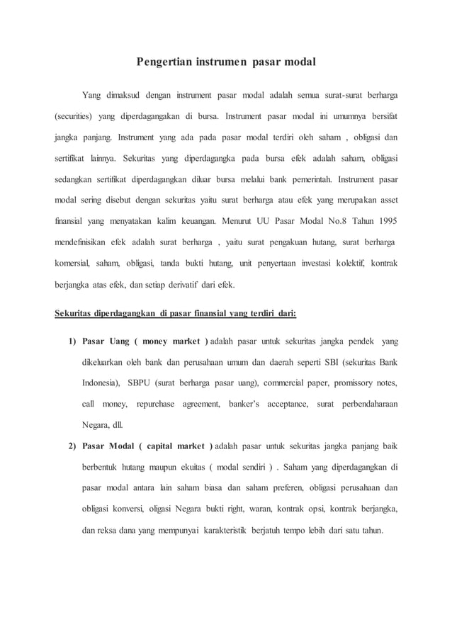 Instrumen pasar modal | PDF